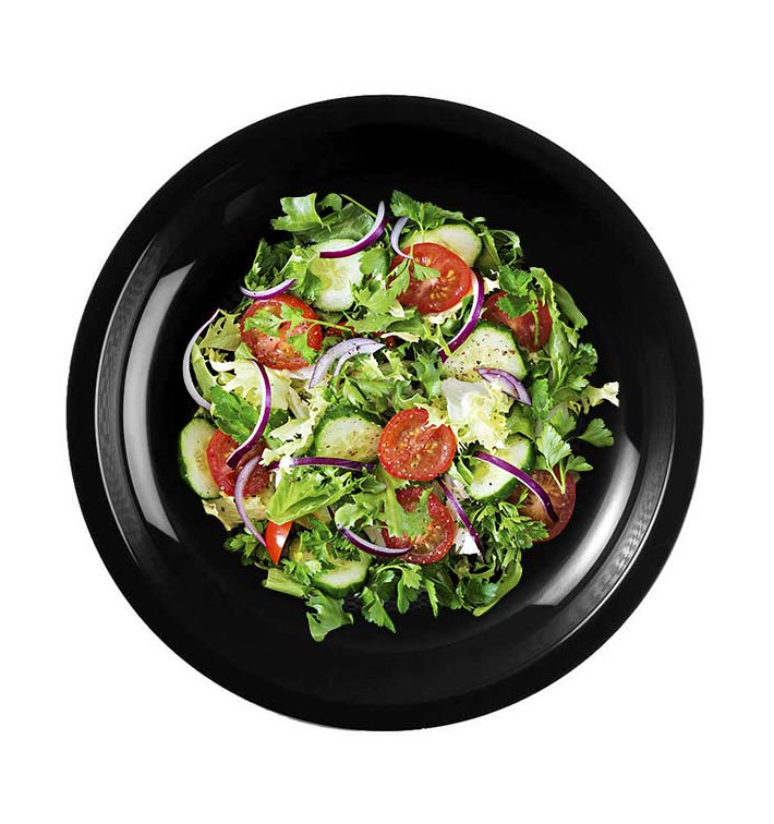 Plastic Plate Flat Black "Round" PP Ø22 cm (600 Units)