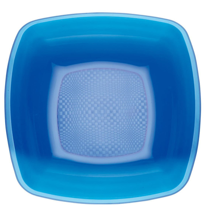 Plastic Plate Deep Blue Square shape PS 18 cm (25 Units)