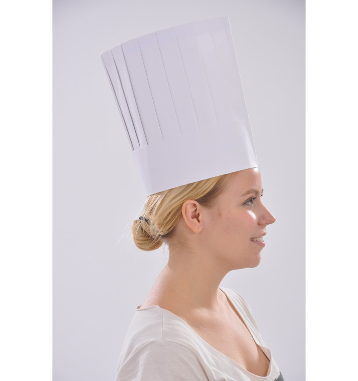 Disposable Paper Chef Hat Pinstripe White (10 Units)