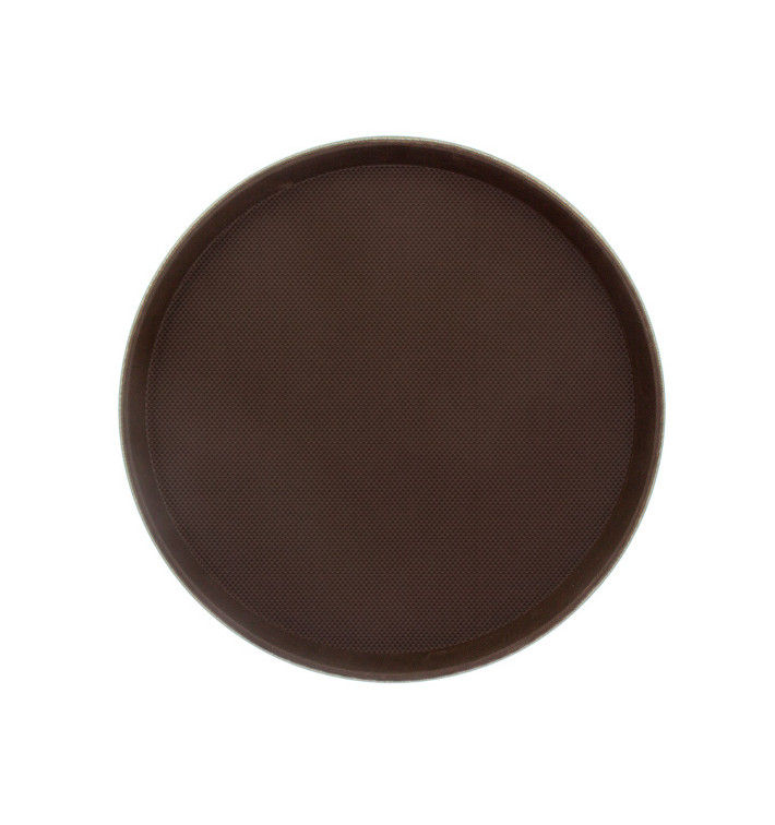 Plastic Tray Round Non-Slip Brown Ø35,5cm (1 Unit)