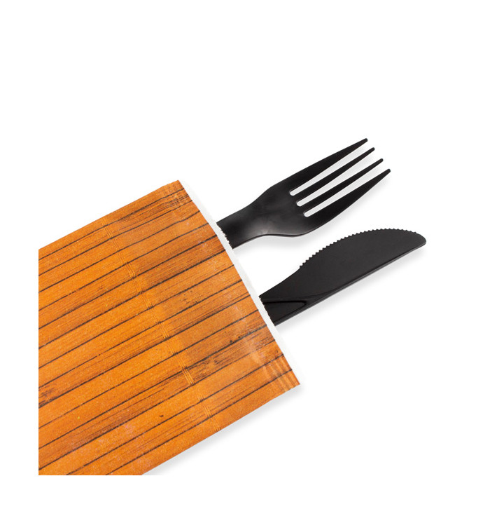 Paper Cutlery Envelopes with Napkin "Bamboo" (125 Units)