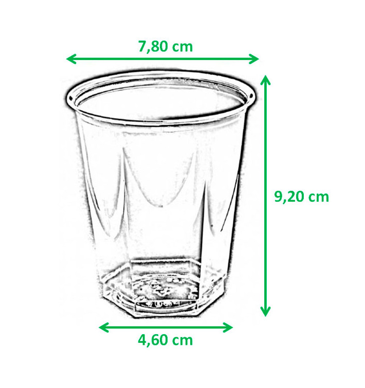 Plastic Cup PS Crystal Hexagonal shape Fuchsia 250ml (250 Units)