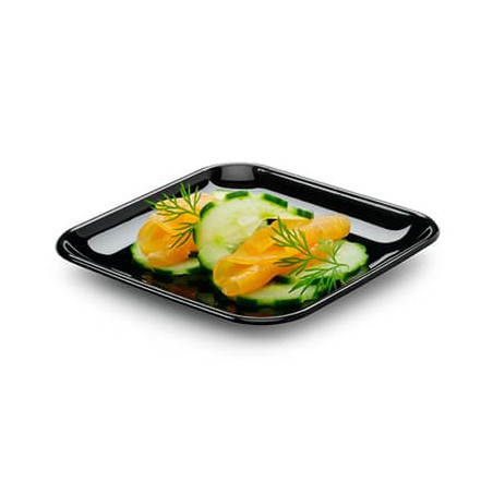Plastic Tasting Plate PS Black 6x6x1 cm (200 Units)