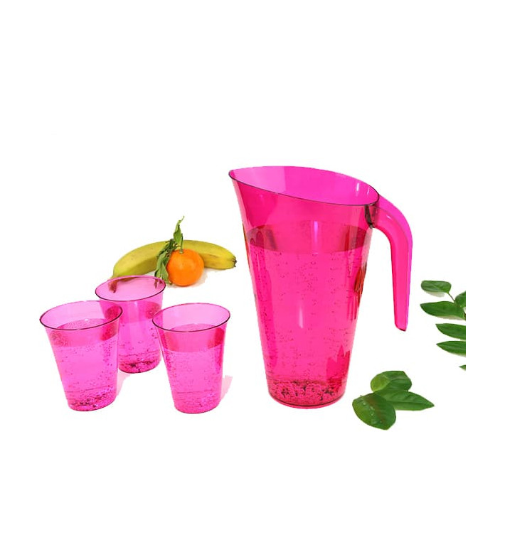 Plastic Jar PS Reusable Raspberry 1.500 ml (1 Unit)